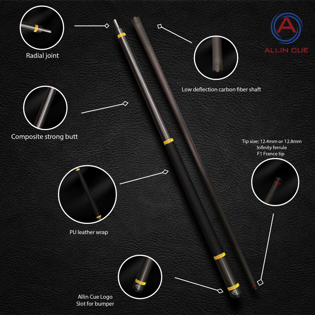 All In AH - Carbon Fiber Low deflection Cue - hdmpool